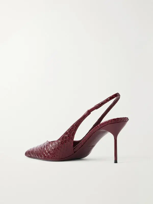 Paris Texas Lidia 70 Snake-effect Leather Slingback Pumps