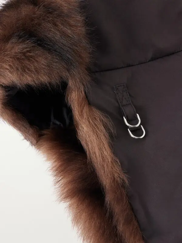 LEMAIRE Chapka Shearling-trimmed Cotton-blend Twill Trapper Hat - Brown