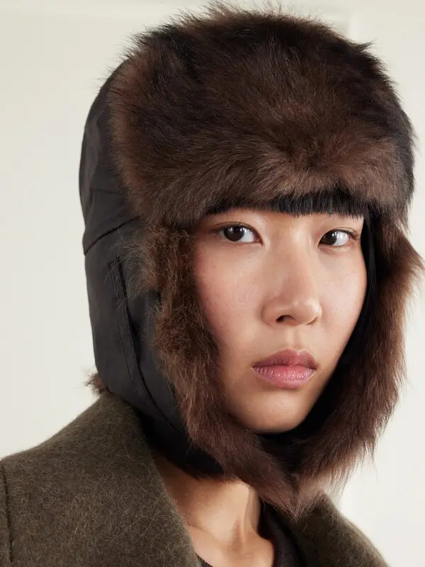 LEMAIRE Chapka Shearling-trimmed Cotton-blend Twill Trapper Hat