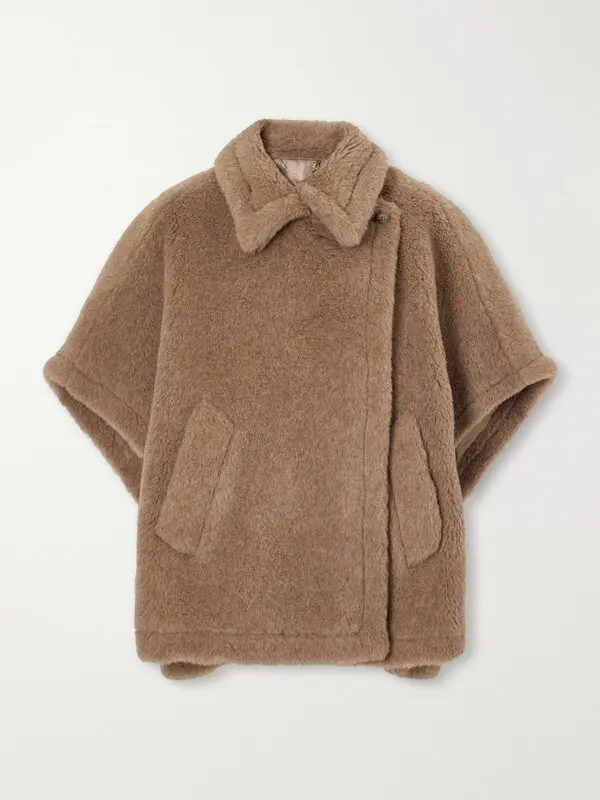 Max Mara Alpaca, Cashmere And Silk-blend Cape - Brown