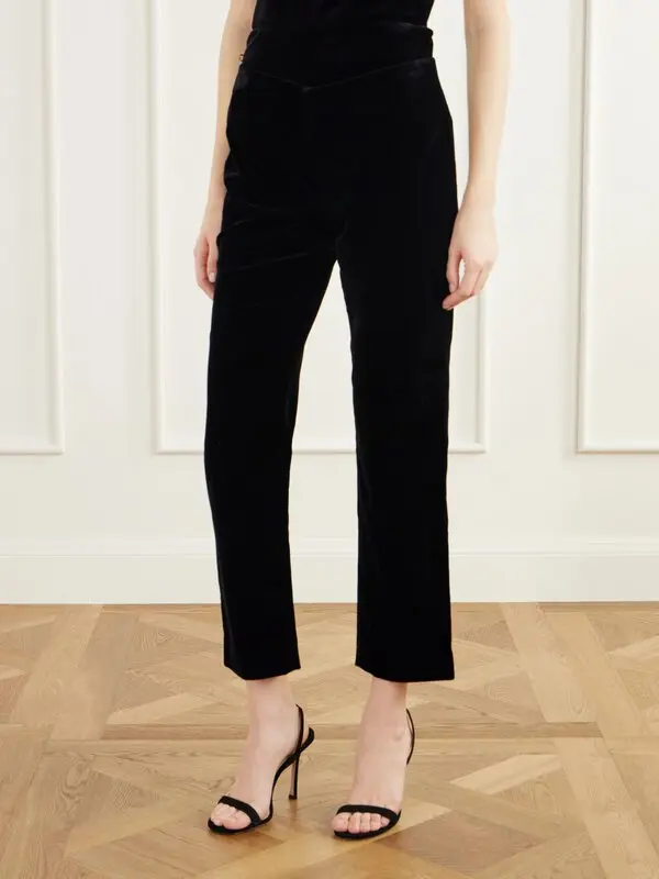 LIBEROWE Lilian Darted Cotton-velvet Slim-fit Pants