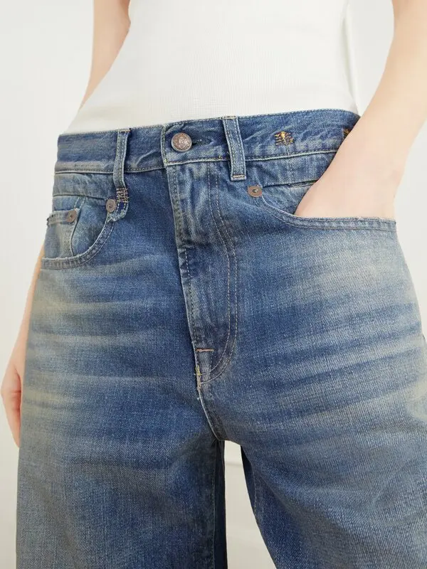 R13 Articulated Knee X-bf Sculpted Mid-rise Barrel-leg Jeans