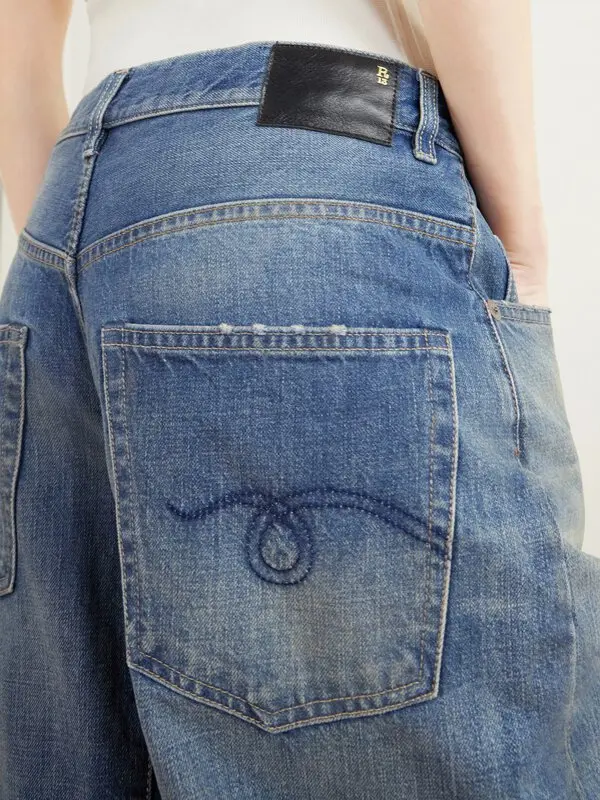 R13 Articulated Knee X-bf Sculpted Mid-rise Barrel-leg Jeans