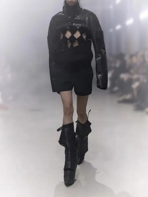 Rick Owens Funnel-neck Paneled Leather Bolero