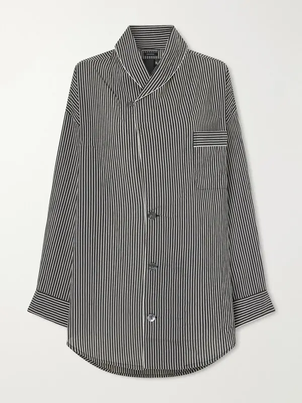 R13 Shawl-collar Striped Poplin Shirt - Multi