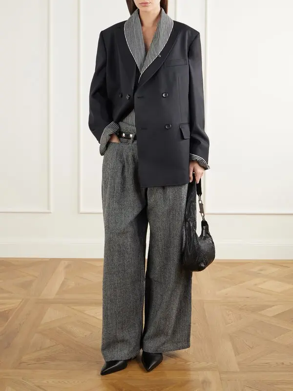 R13 Shawl-collar Striped Poplin Shirt