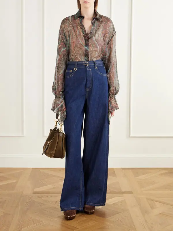 Etro Ruffled Paisley-print Silk-blend Chiffon Blouse