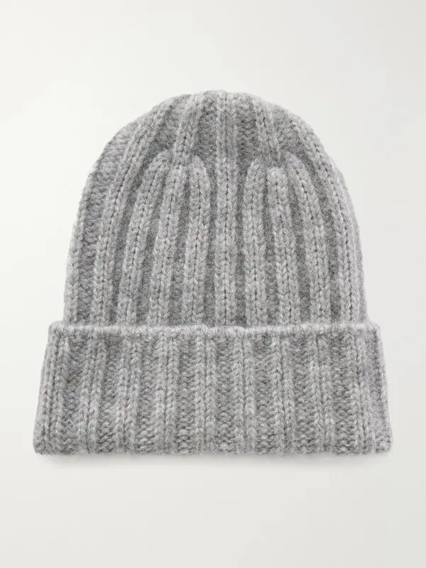 Johnstons Of Elgin Bhaltair Ribbed Cashmere And Silk-blend Beanie - Gray