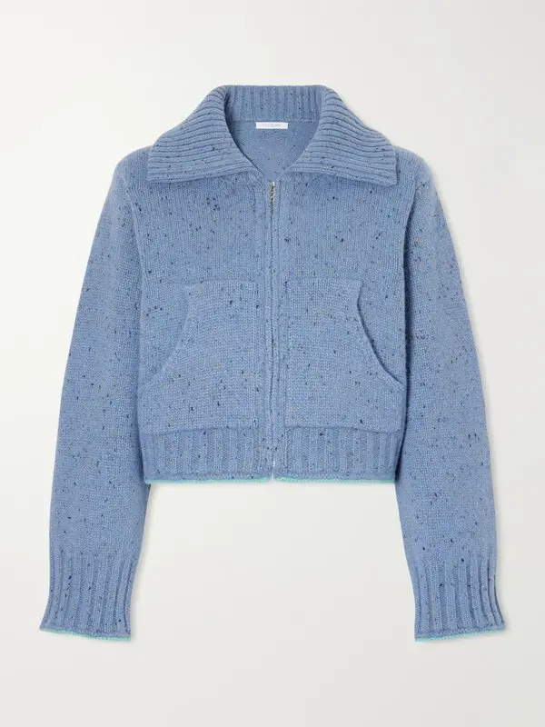 Calle Del Mar Cropped Cashmere Zip-up Cardigan - Blue