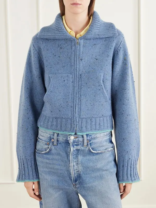 Calle Del Mar Cropped Cashmere Zip-up Cardigan