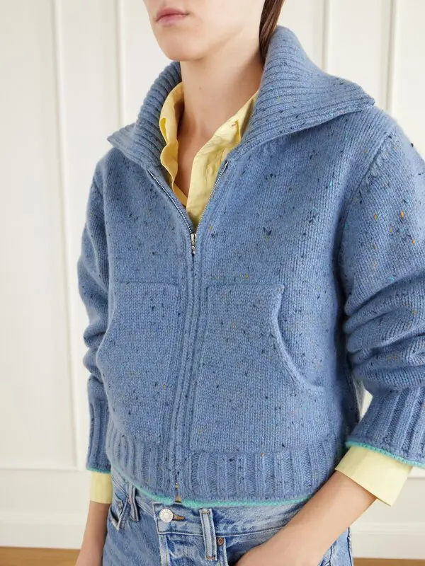 Calle Del Mar Cropped Cashmere Zip-up Cardigan