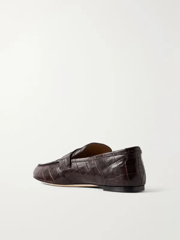 JAMIE HALLER The Penny Croc-effect Leather Loafers