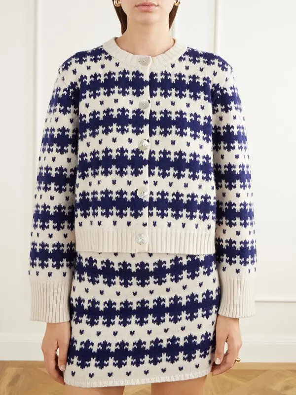 Calle Del Mar Royal Fair Isle Cashmere Cardigan
