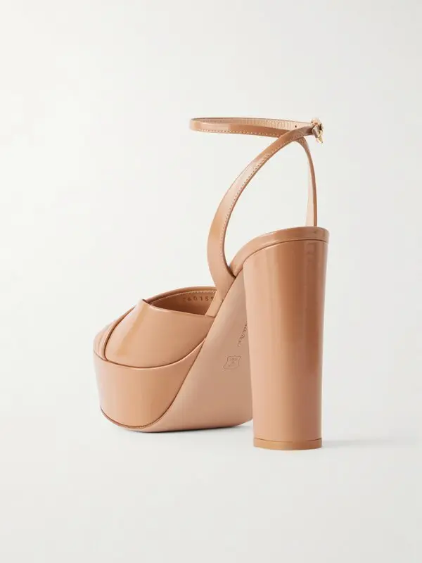 GIANVITO ROSSI 130 Pleated Patent-leather Platform Sandals
