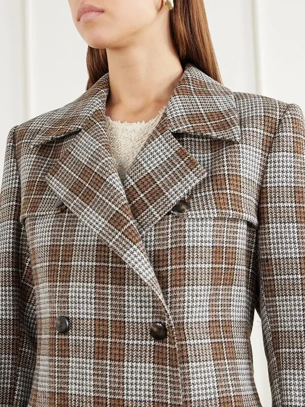 Giuliva Heritage The Camilla Double-breasted Belted Checked Wool-houndstooth Trench Coat