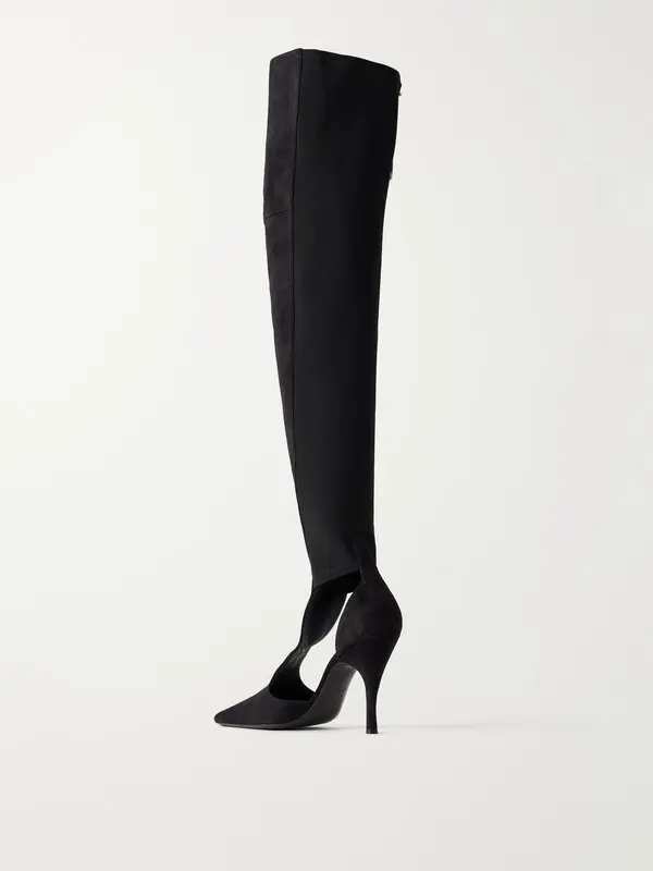Alaïa Cuissardes 100 Suede And Stretch-knit Over-the-knee Boots