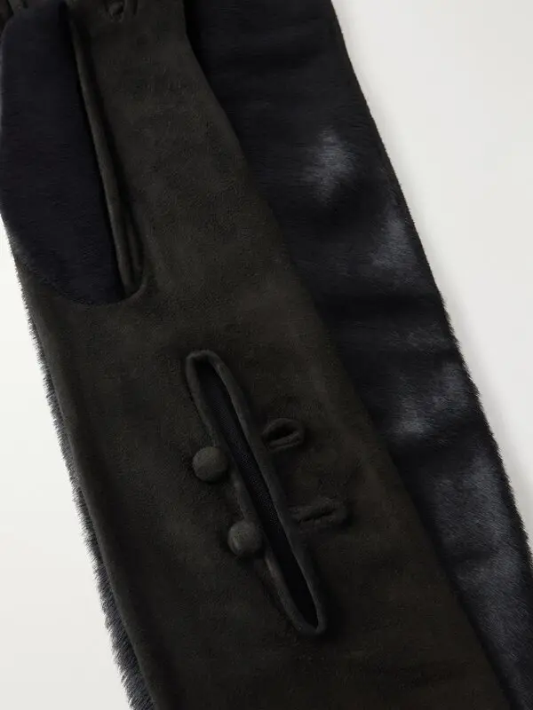 Alaïa Suede And Calf-hair Gloves