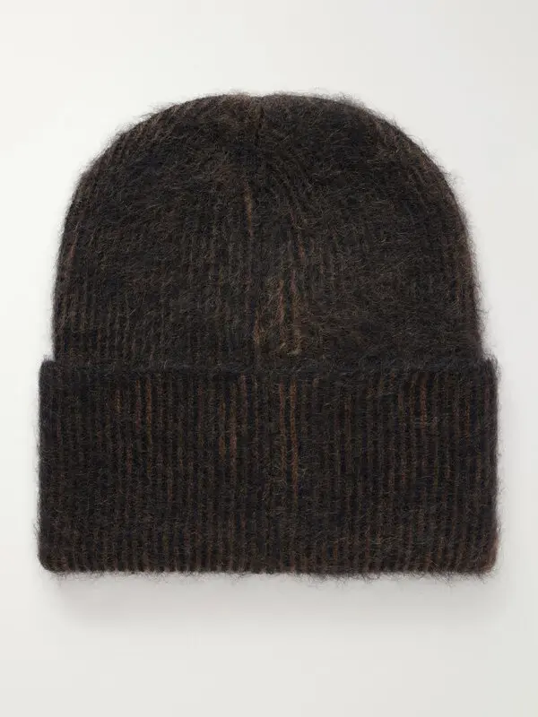 Brunello Cucinelli Brushed Ribbed Mohair-blend Beanie - Brown