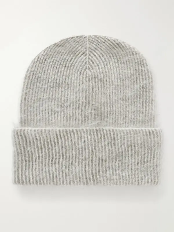Brunello Cucinelli Brushed Ribbed Mohair-blend Beanie - Neutrals