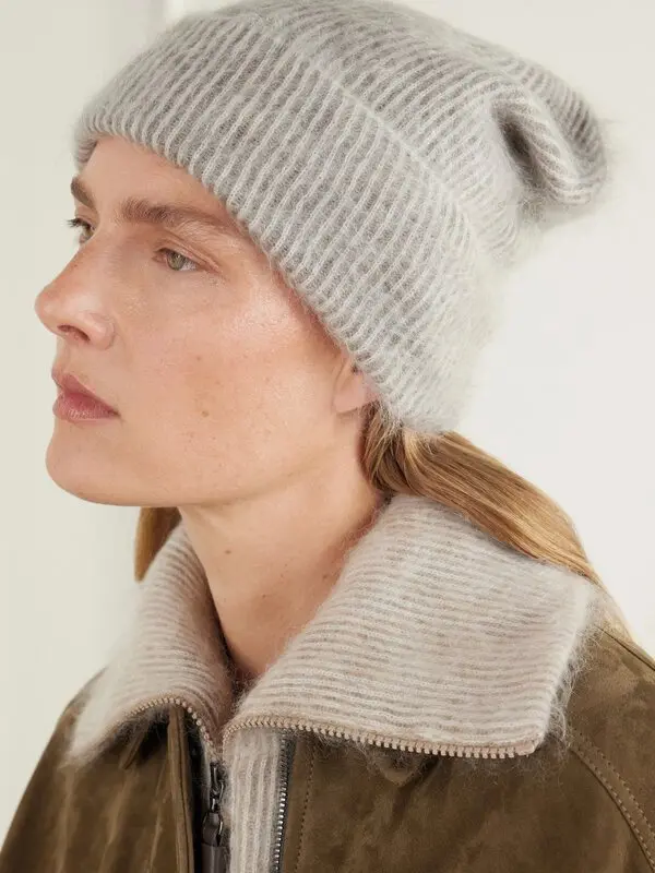 Brunello Cucinelli Brushed Ribbed Mohair-blend Beanie