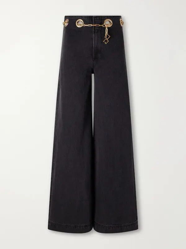 Cult Gaia Sydney Embellished Low-rise Flared Jeans
