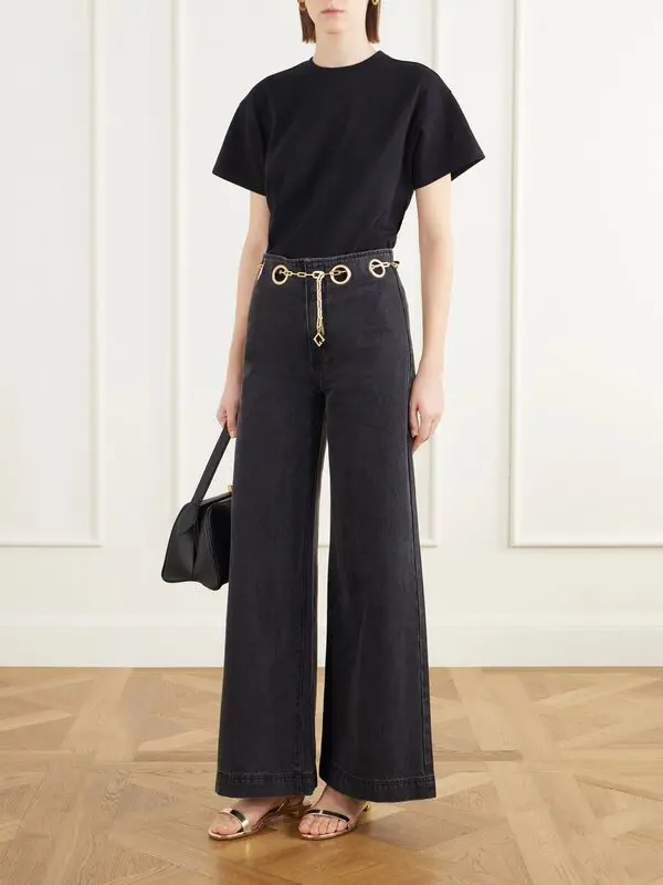 Cult Gaia Sydney Embellished Low-rise Flared Jeans