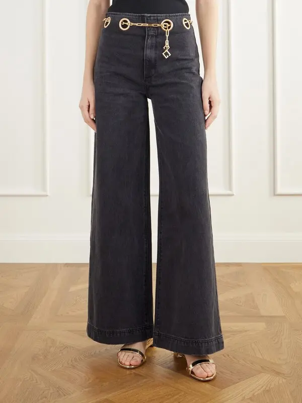 Cult Gaia Sydney Embellished Low-rise Flared Jeans