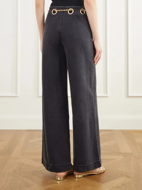Cult Gaia Sydney Embellished Low-rise Flared Jeans
