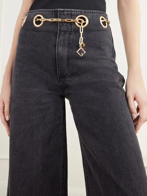 Cult Gaia Sydney Embellished Low-rise Flared Jeans