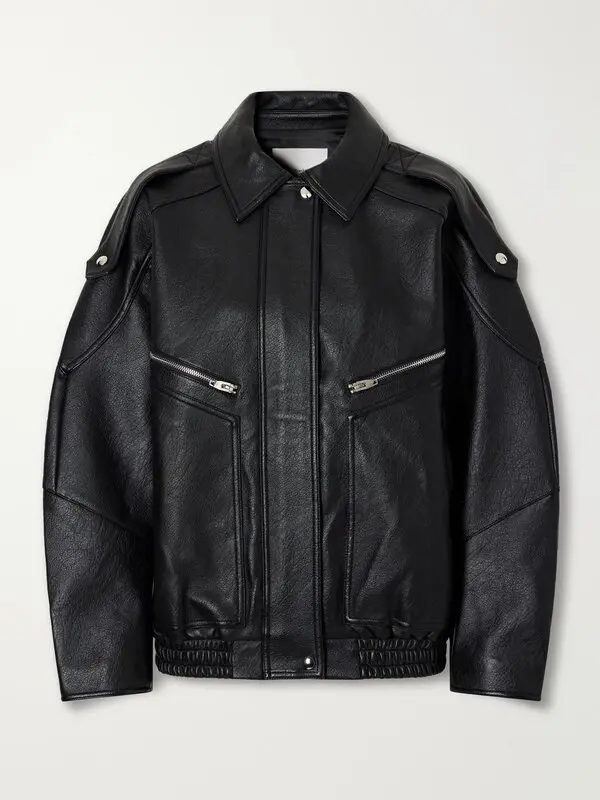 THE FRANKIE SHOP Hudson Glossed Biker Jacket - Black