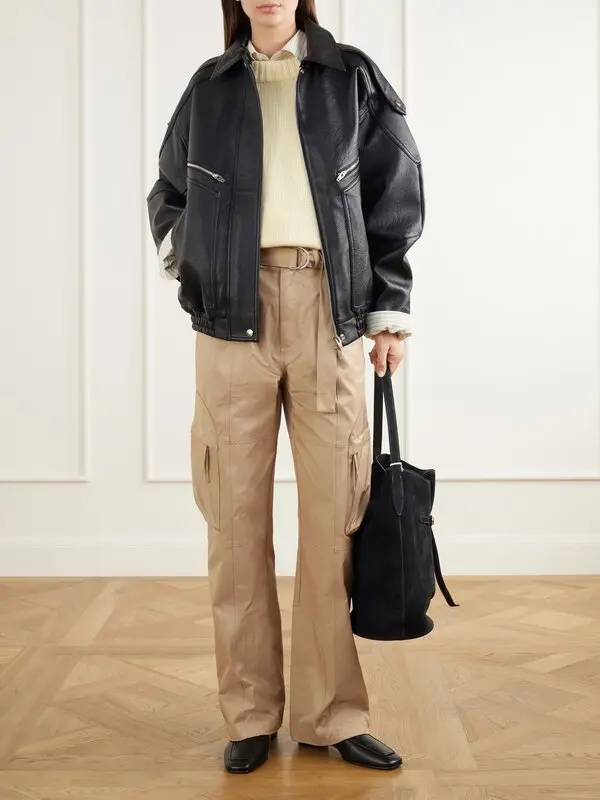 THE FRANKIE SHOP Hudson Glossed Biker Jacket - Black