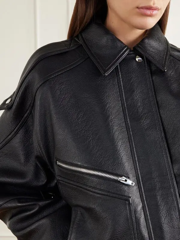 THE FRANKIE SHOP Hudson Glossed Biker Jacket - Black