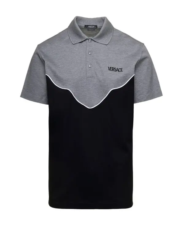 Versace Logo Embroidered Short-sleeved Polo Shirt