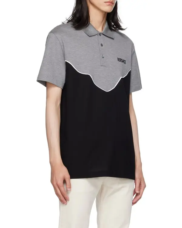 Versace Logo Embroidered Short-sleeved Polo Shirt