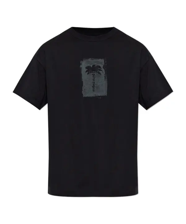 Palm Angels Brushed Palm Tree Crewneck T-shirt - Black