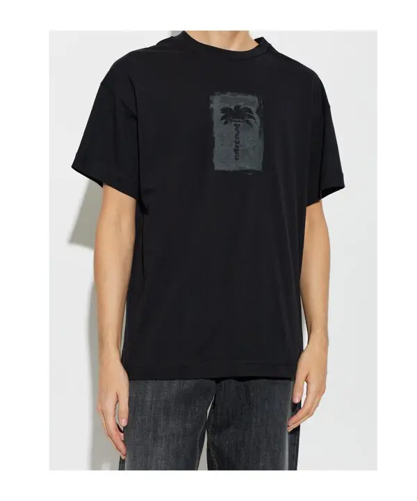 Palm Angels Brushed Palm Tree Crewneck T-shirt