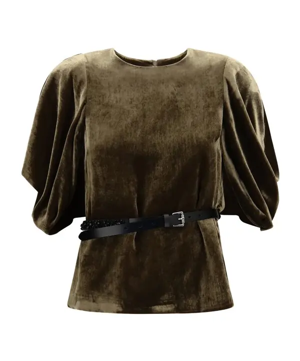 P.a.r.o.s.h Belted Crewneck Top - Black