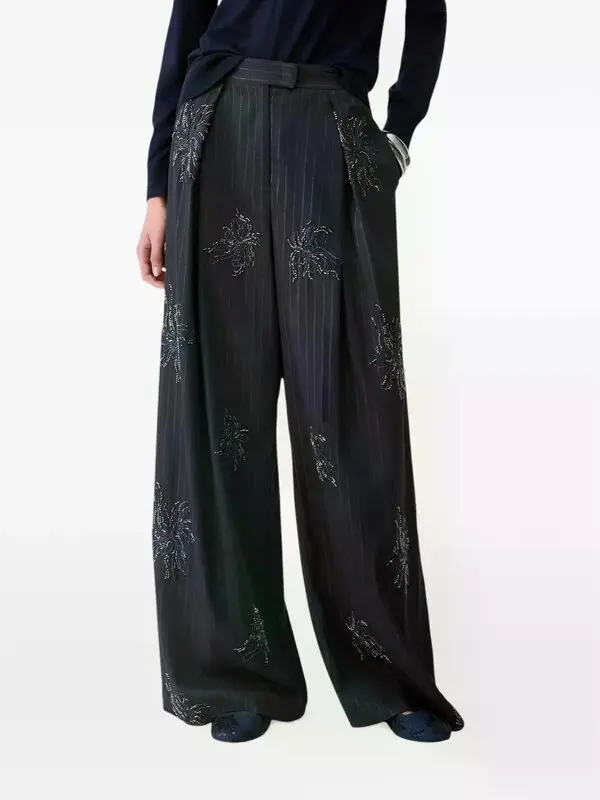 Liu Jo Palazzo Trousers With Jewel Embroidery