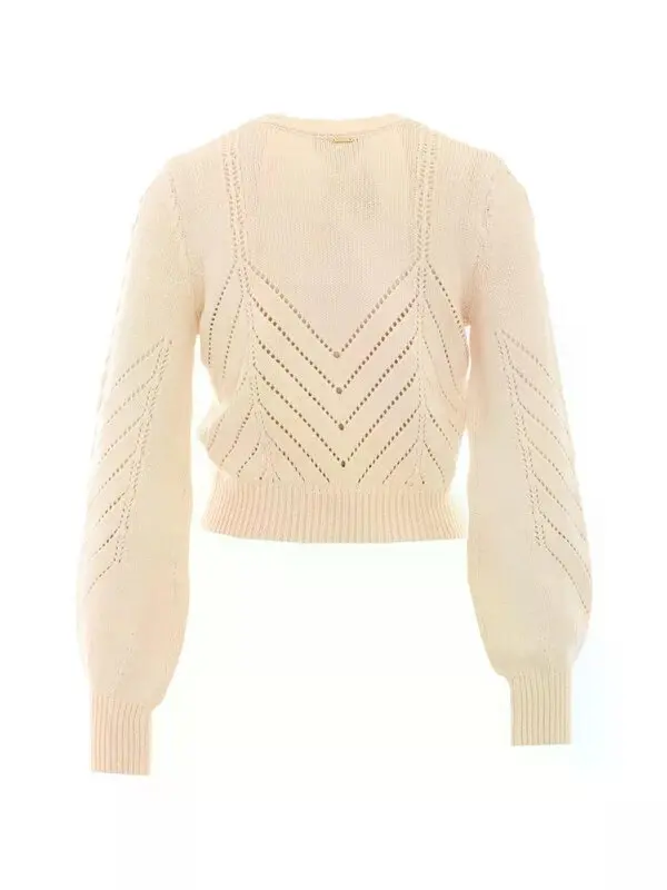 TWINSET Cropped Wool Blend Jumper With Chevron Design