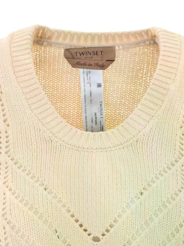 TWINSET Cropped Wool Blend Jumper With Chevron Design