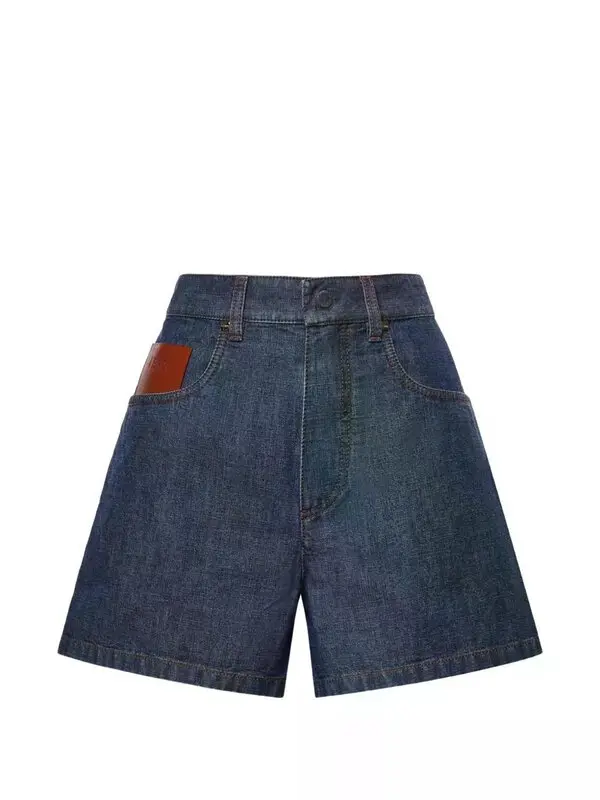 Fendi Logo-patch Denim Shorts - Blue