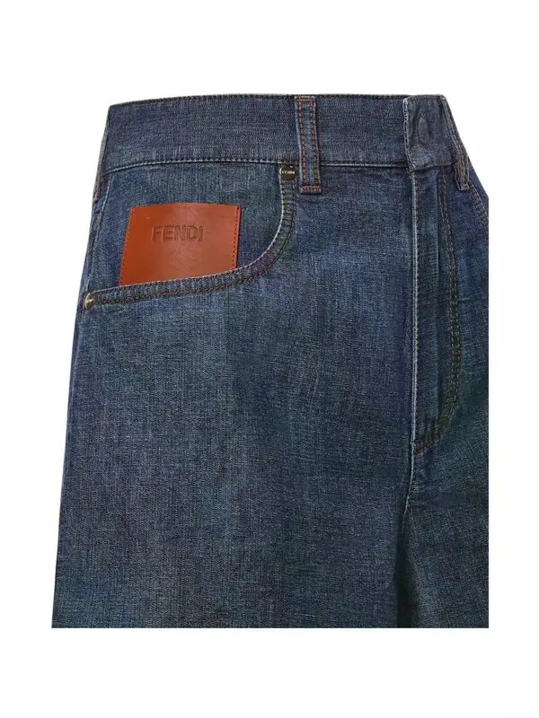 Fendi Logo-patch Denim Shorts