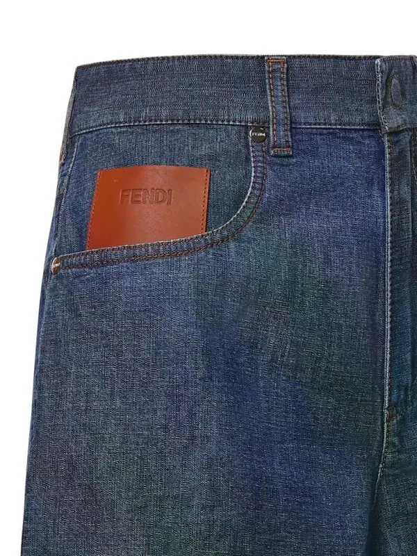 Fendi Logo-patch Denim Shorts