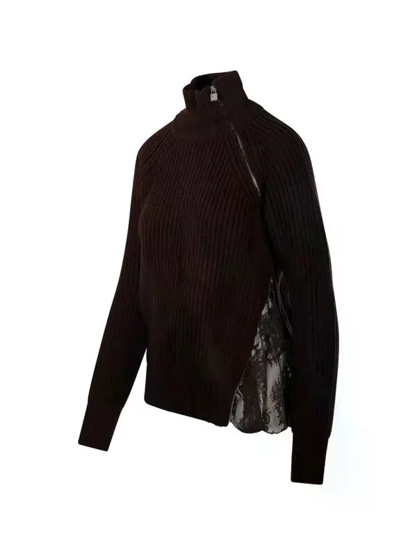 Giuseppe Di Morabito Lace-panel Ribbed-knit Sweater