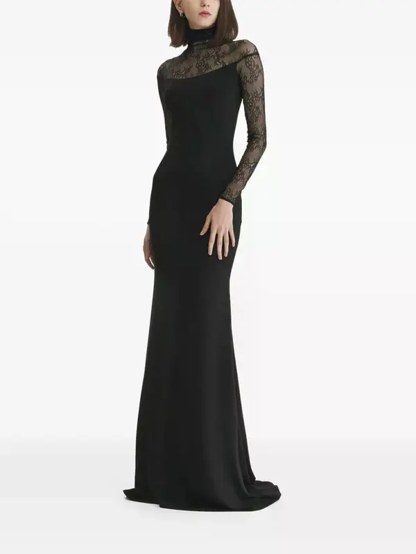 2310 STUDIO Lace-panelled Floor-length Dress - Black