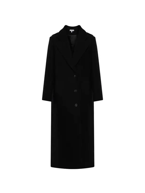 Loewe Hooded Coat In Cashmere - Black
