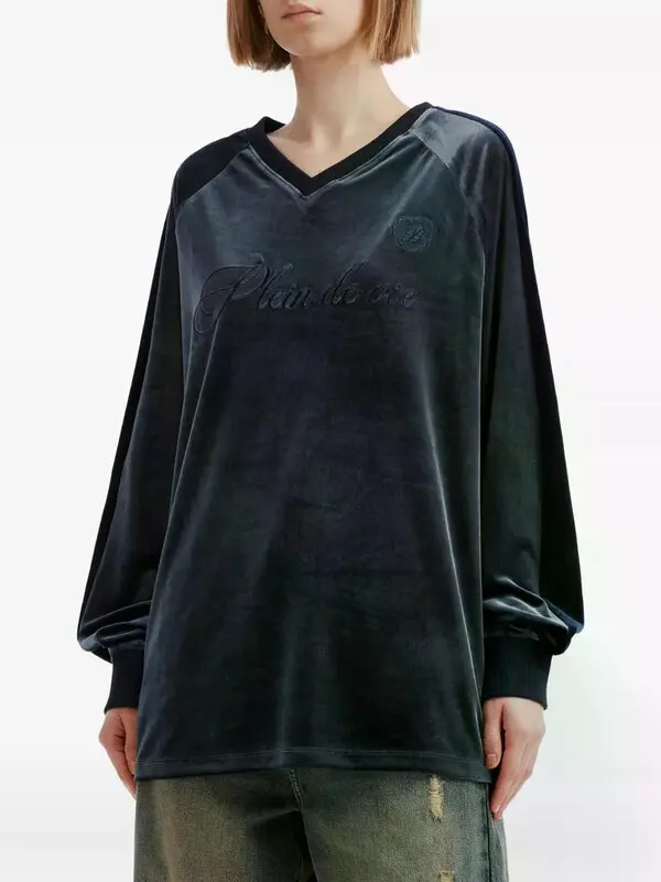B+AB Velvet-effect Embroidered T-shirt