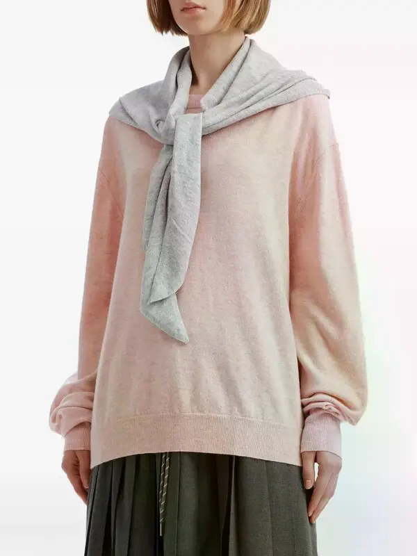 TOUT A COUP Scarf-detail Crew-neck Sweater