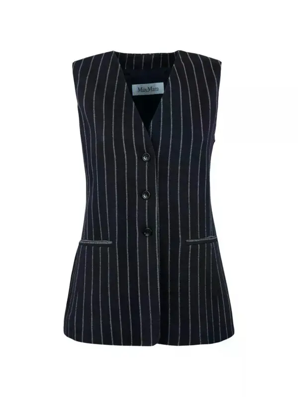 Max Mara Riccio Pinstriped Gilet - Blue