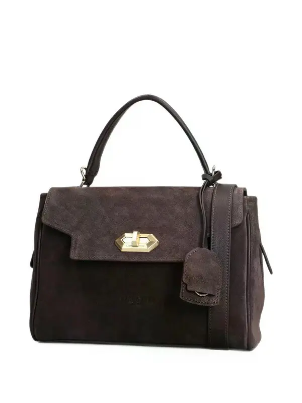LANCASTER Grace Suede Twist-lock Tote Bag - Brown